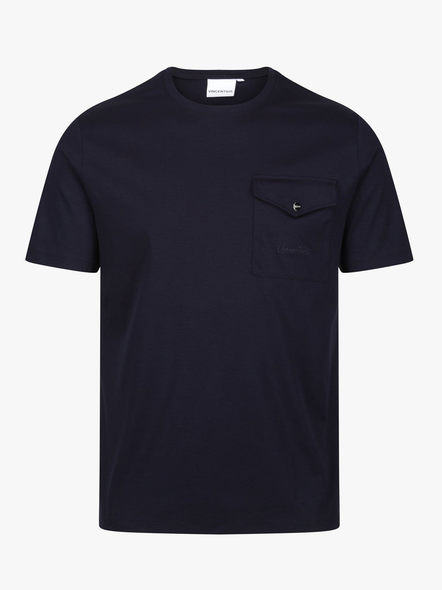 Luxury Mercerised Pocket Logo T-Shirt - Navy – Vincentius