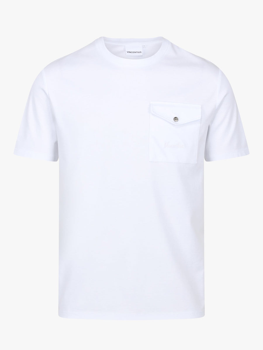 Luxury Mercerised Pocket Logo T-Shirt - White – Vincentius